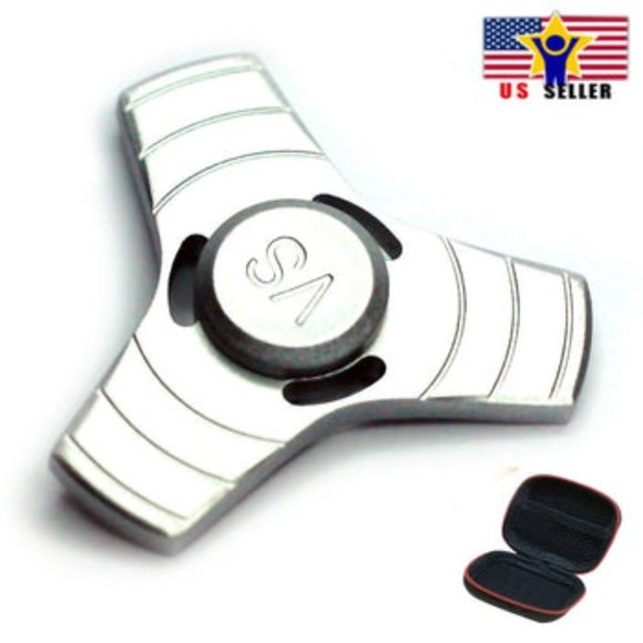 Diona j | Toys | Case Three Tri Arm Metal Silver Fidget Spinner Premium ...